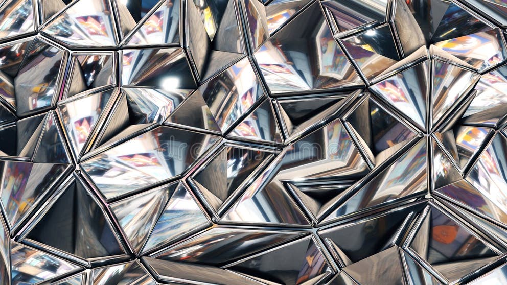 Chrome Metal Background, Shiny and Lustrous Metal Triangles Pattern ...