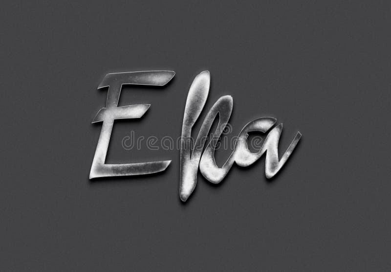 Chrome Metal 3D Name Design of Eka on Grey Background. Stock Photo ...