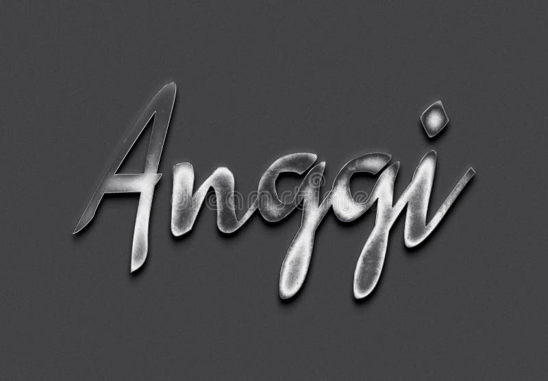 Chrome Metal 3D Name Design of Anggi on Grey Background. Stock Photo ...