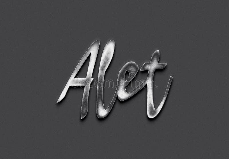 Chrome Metal 3D Name Design of Alet on Grey Background. Stock Image ...