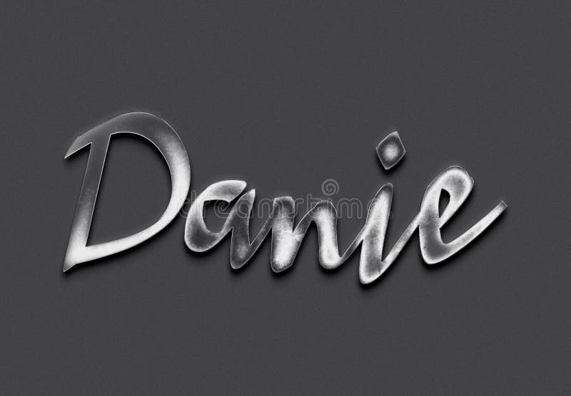 Chrome Metal 3D Name Design of Danie on Grey Background. Stock ...