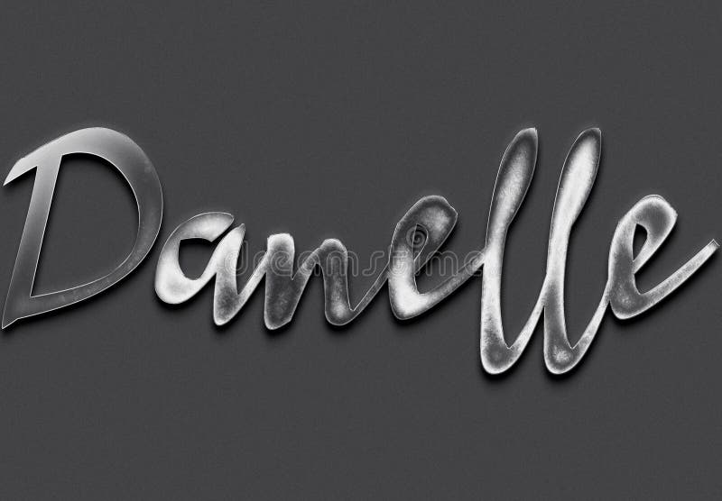 Chrome Metal 3D Name Design of Danelle on Grey Background. Stock ...