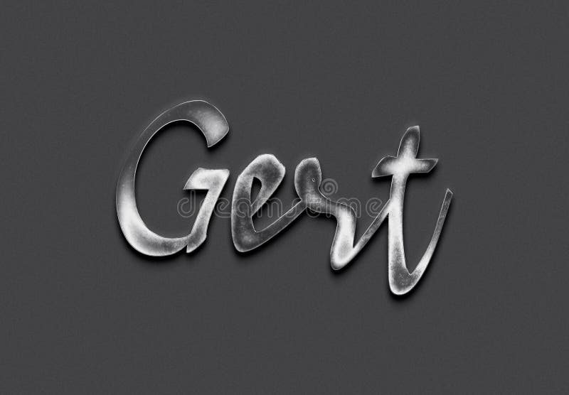 Chrome Metal 3D Name Design of Gert on Grey Background. Stock Image ...