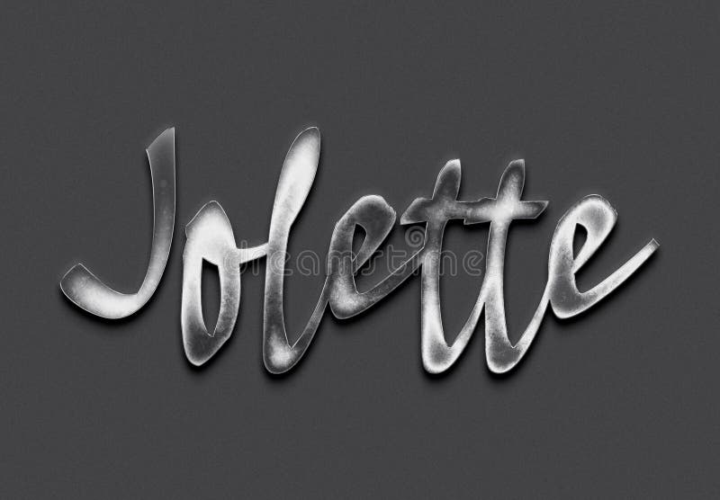 Chrome Metal 3D Name Design of Jolette on Grey Background. Stock Photo ...