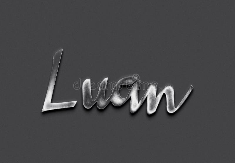Chrome Metal 3D Name Design of Luan on Grey Background. Stock Photo ...