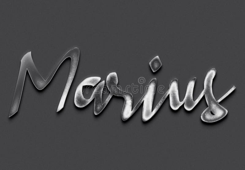 Chrome Metal 3D Name Design of Marius on Grey Background. Stock Image ...