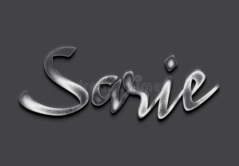Chrome Metal 3D Name Design of Sarie on Grey Background. Stock Photo ...