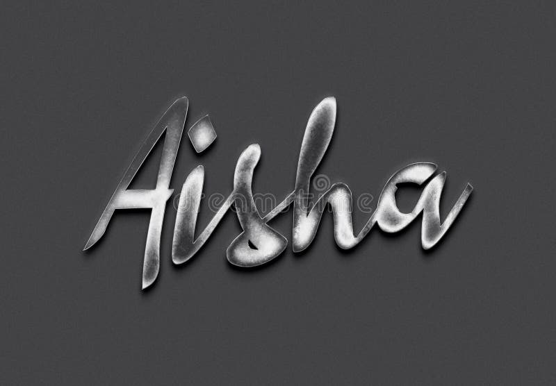 Chrome Metal 3D Name Design of Aisha on Grey Background. Stock Photo ...
