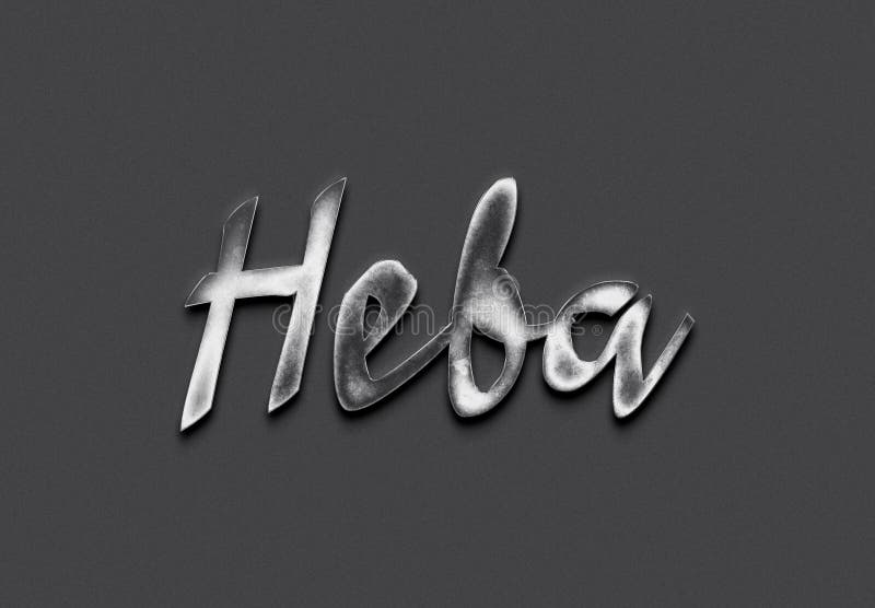 Chrome Metal 3D Name Design of Heba on Grey Background. Stock ...
