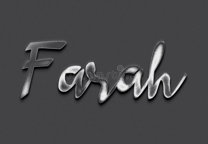 Chrome Metal 3D Name Design of Farah on Grey Background. Stock Image ...