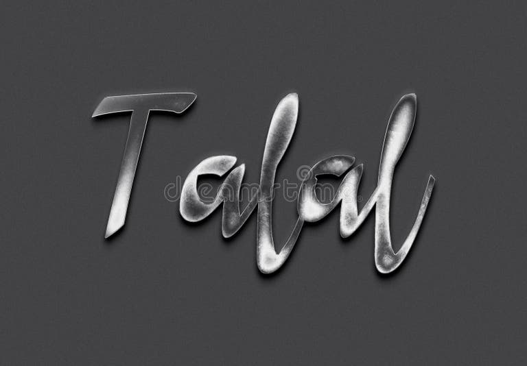 Chrome Metal 3D Name Design of Talal on Grey Background. Stock Photo ...