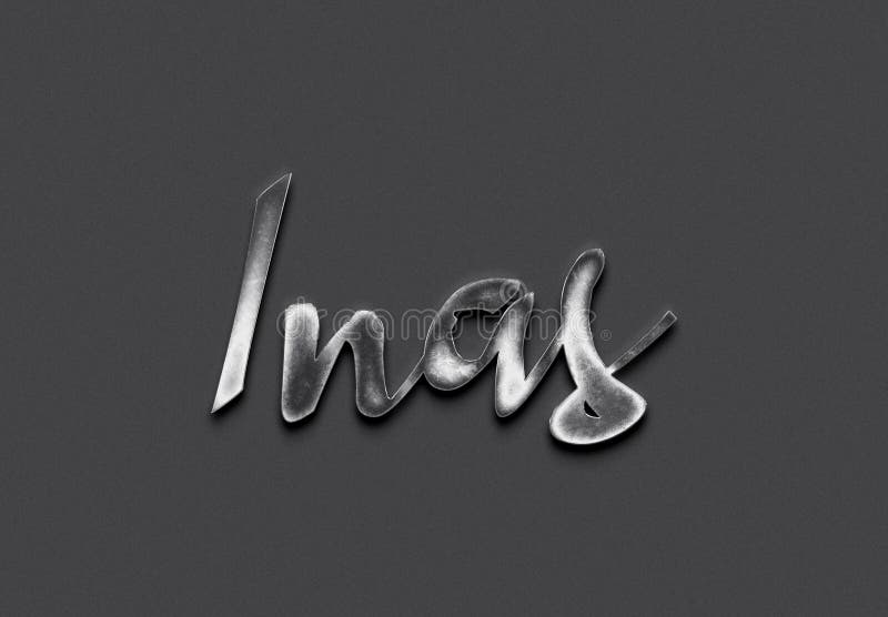 Chrome Metal 3D Name Design of Inas on Grey Background. Stock Photo ...