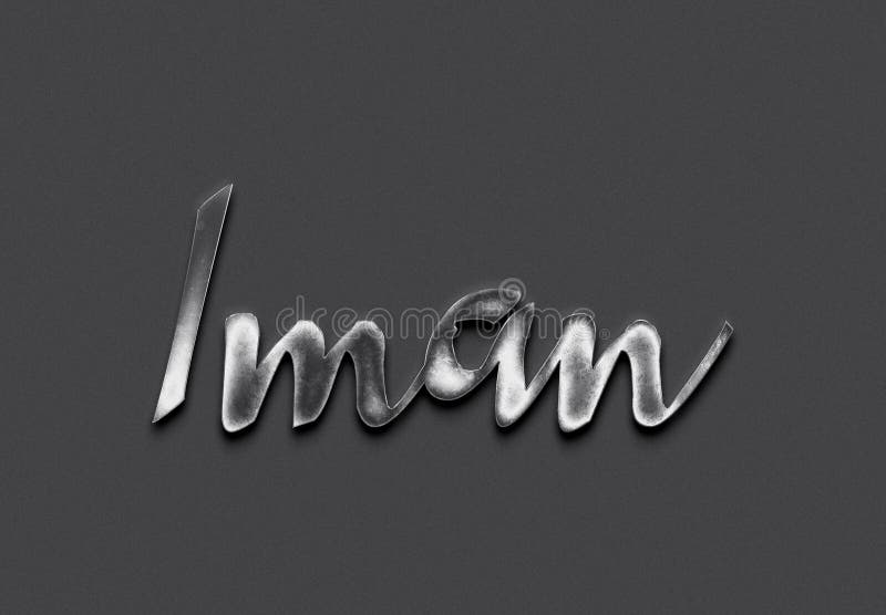 Chrome Metal 3D Name Design of Iman on Grey Background. Stock Image ...