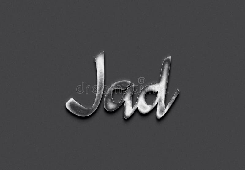 Chrome Metal 3D Name Design of Jad on Grey Background. Stock Photo ...