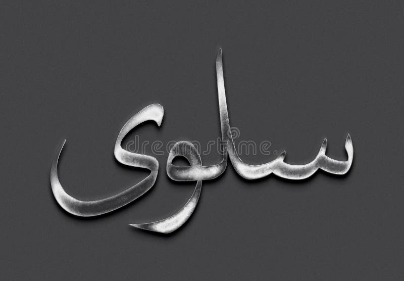 Chrome Metal 3D Arabic Name Design of Salwa on Grey Background in ...