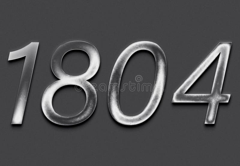 Chrome Metal 3D Number Design of 1804 on Grey Background. Stock ...