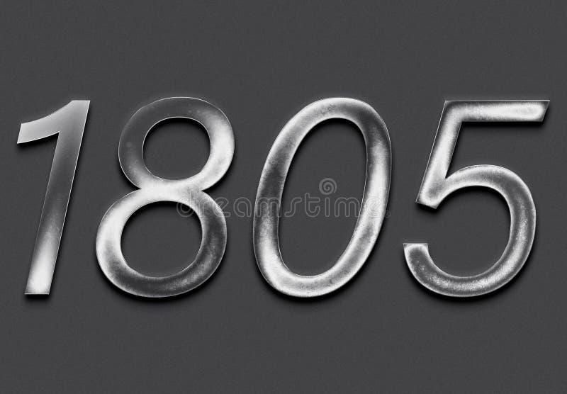 Chrome Metal 3D Number Design of 1805 on Grey Background. Stock ...