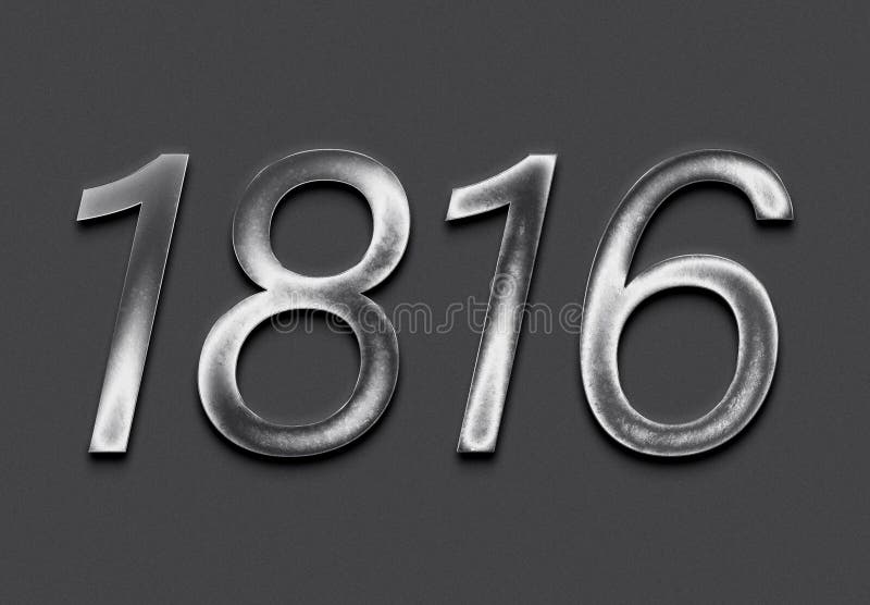 Chrome Metal 3D Number Design of 1816 on Grey Background. Stock ...