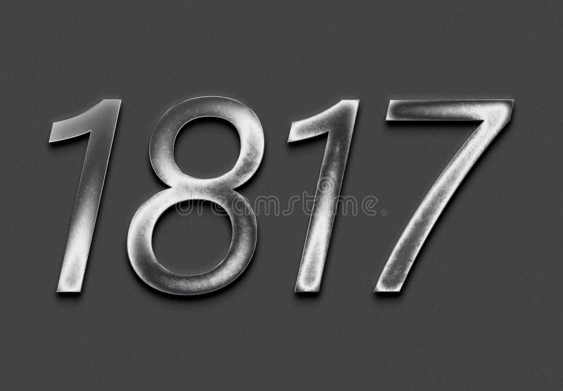 Chrome Metal 3D Number Design of 1817 on Grey Background. Stock ...