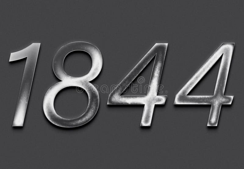 Chrome Metal 3D Number Design of 1844 on Grey Background. Stock ...
