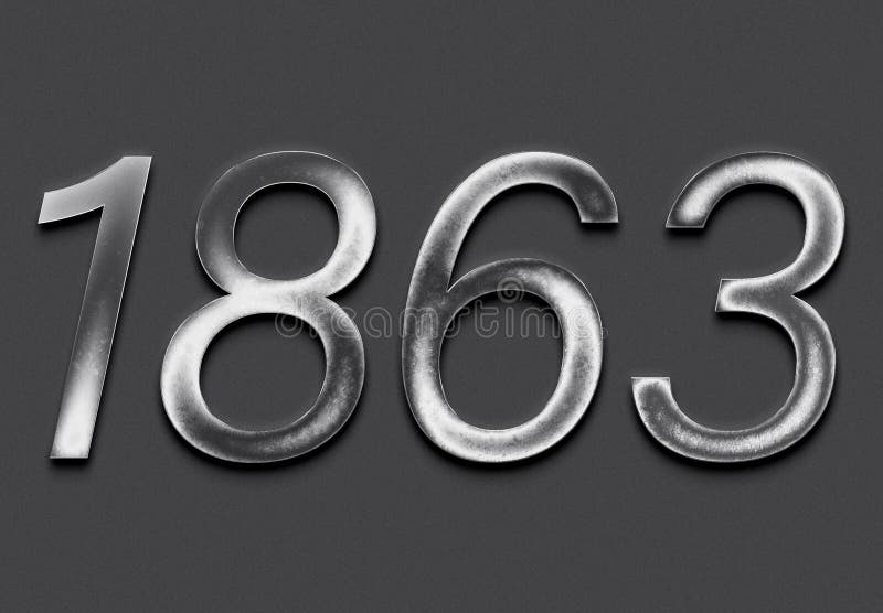 Chrome Metal 3D Number Design of 1863 on Grey Background. Stock ...