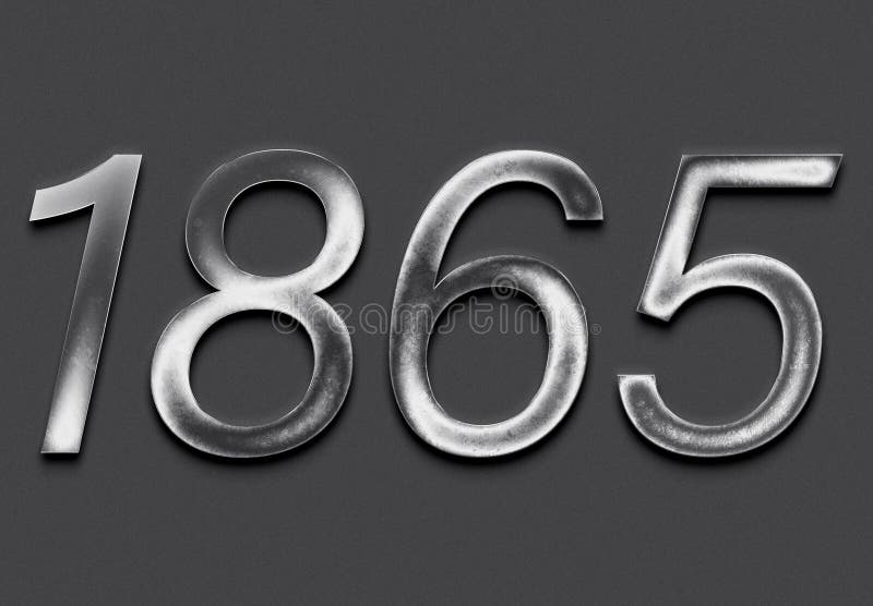 Chrome Metal 3D Number Design of 1865 on Grey Background. Stock ...