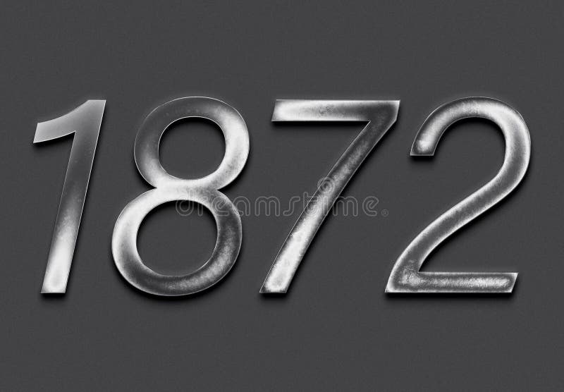Chrome Metal 3D Number Design of 1872 on Grey Background. Stock ...