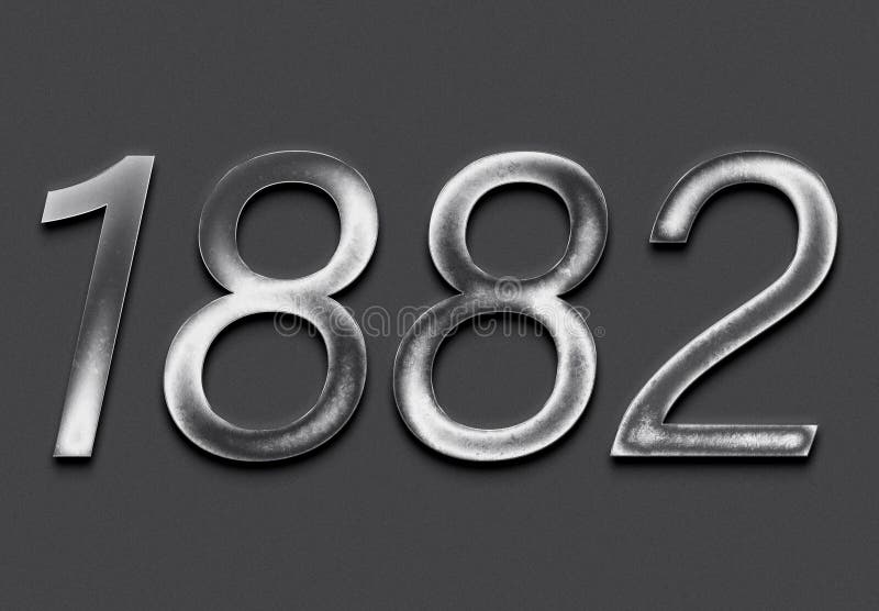 Chrome Metal 3D Number Design of 1882 on Grey Background. Stock ...