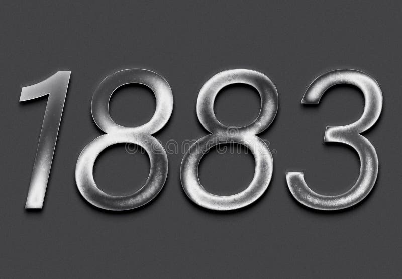 Chrome Metal 3D Number Design of 1883 on Grey Background. Stock ...