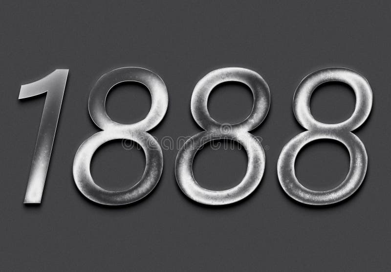 Chrome Metal 3D Number Design of 1888 on Grey Background. Stock ...