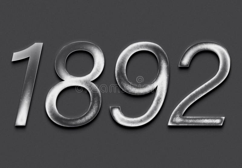 Chrome Metal 3D Number Design of 1892 on Grey Background. Stock ...