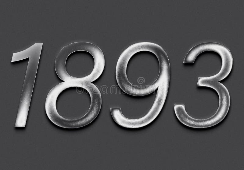 Chrome Metal 3D Number Design of 1893 on Grey Background. Stock ...