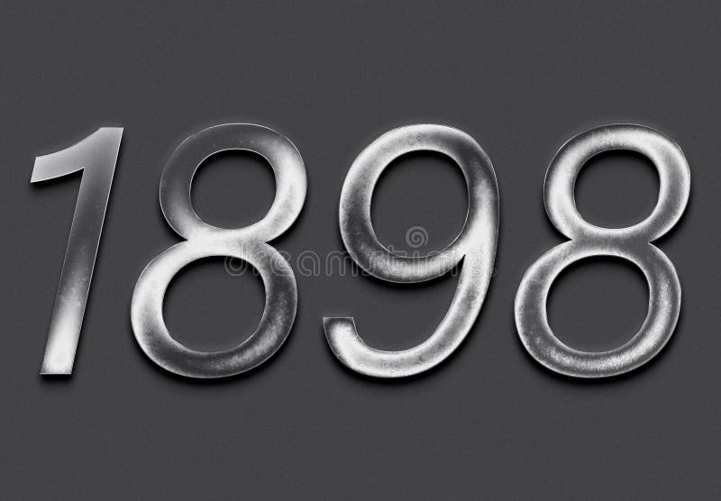Chrome Metal 3D Number Design of 1898 on Grey Background. Stock ...