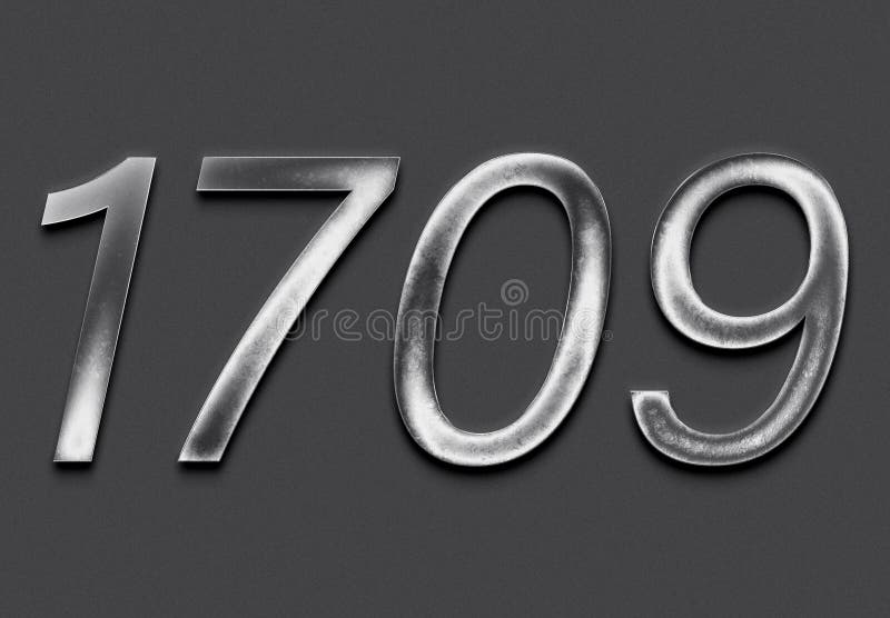 Chrome Metal 3D Number Design of 1709 on Grey Background. Stock Image ...