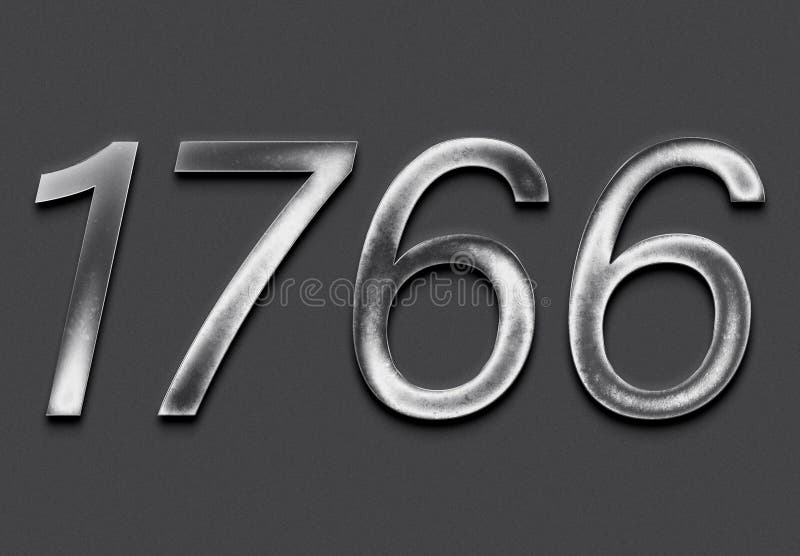 Chrome Metal 3D Number Design of 1766 on Grey Background. Stock ...