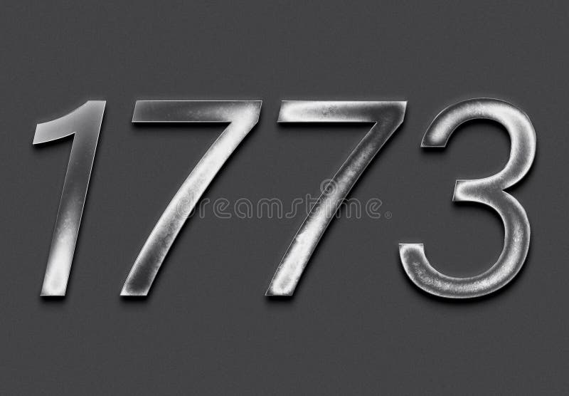 Chrome Metal 3D Number Design of 1773 on Grey Background. Stock ...