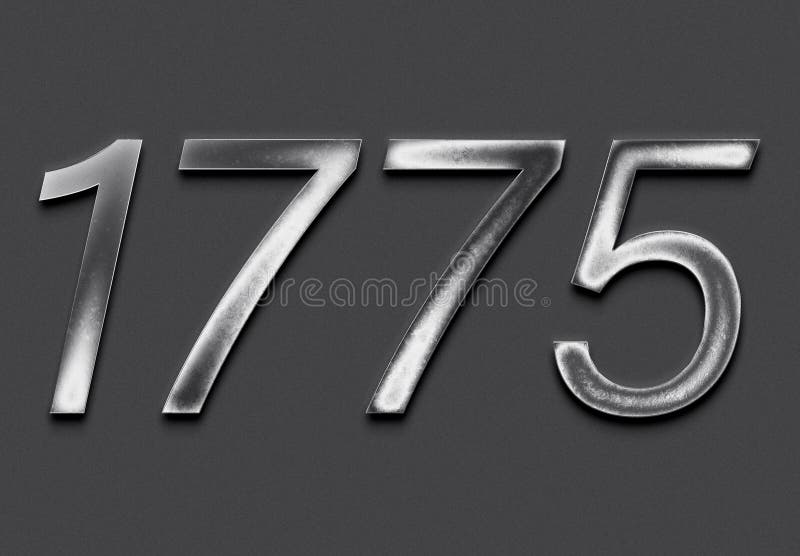 Chrome Metal 3D Number Design of 1775 on Grey Background. Stock ...