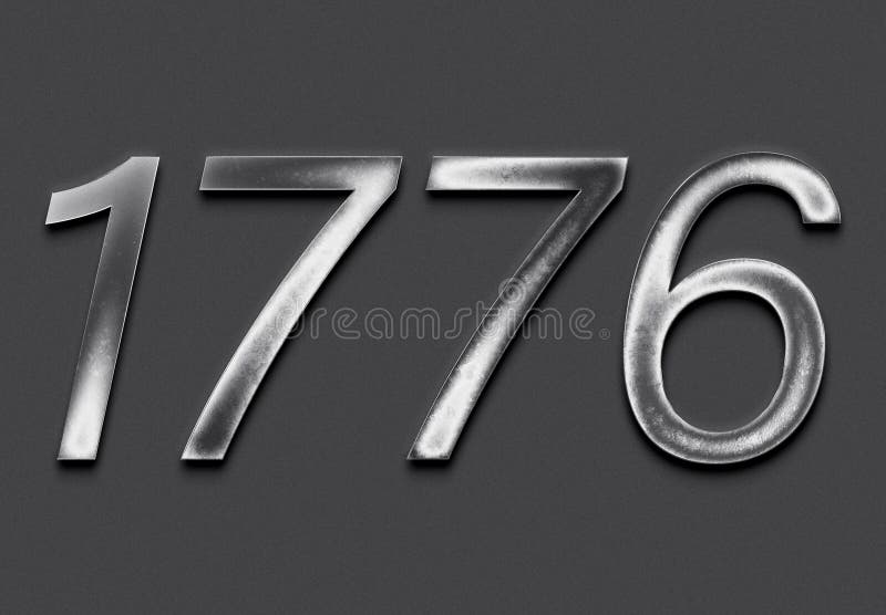 Chrome Metal 3D Number Design of 1776 on Grey Background. Stock ...
