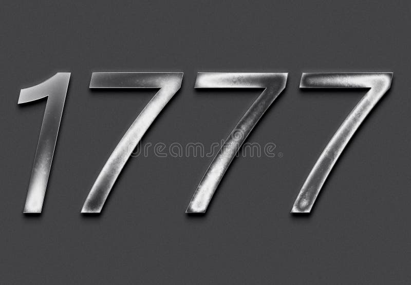 Chrome Metal 3D Number Design of 1777 on Grey Background. Stock ...