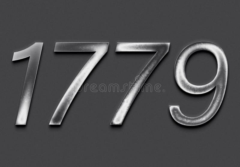 Chrome Metal 3D Number Design of 1779 on Grey Background. Stock ...
