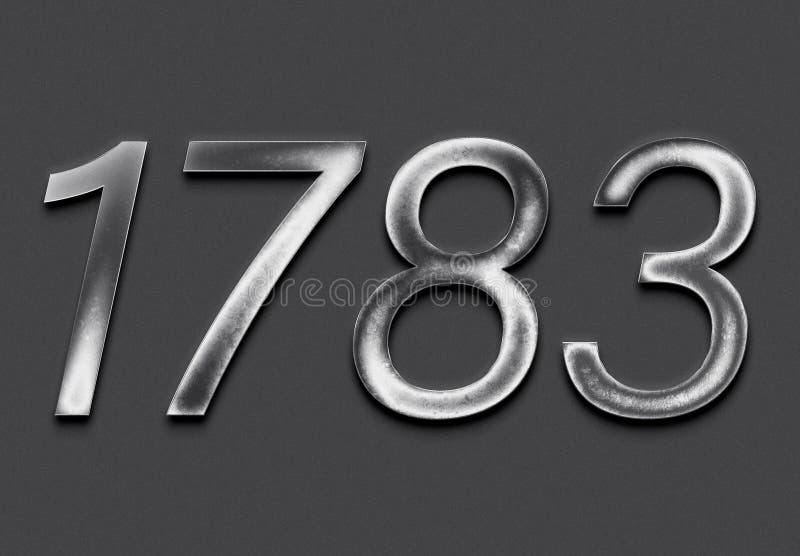 Chrome Metal 3D Number Design of 1783 on Grey Background. Stock ...