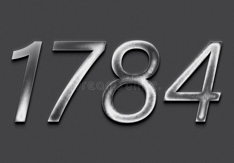 Chrome Metal 3D Number Design of 1784 on Grey Background. Stock ...