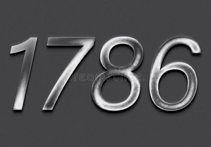 Chrome Metal 3D Number Design of 1786 on Grey Background. Stock ...