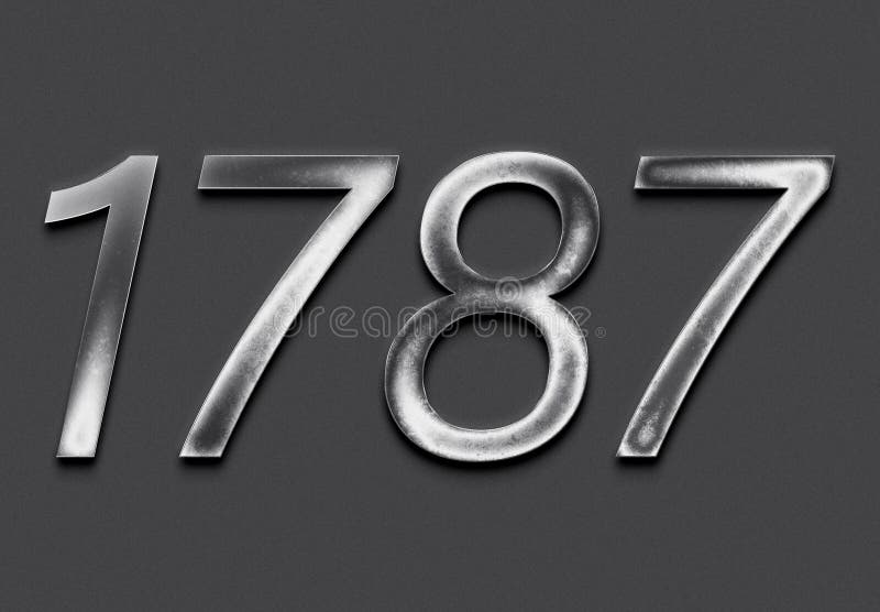 Chrome Metal 3D Number Design of 1787 on Grey Background. Stock ...