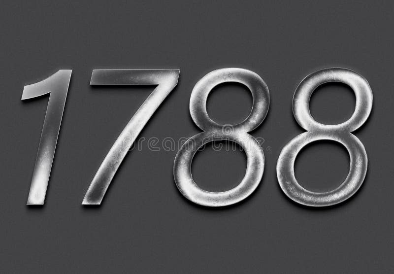 Chrome Metal 3D Number Design of 1788 on Grey Background. Stock ...