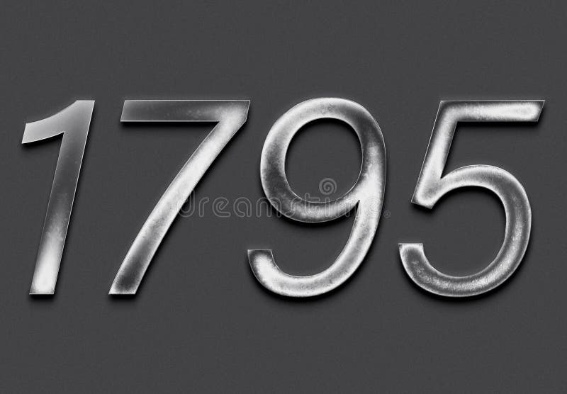 Chrome Metal 3D Number Design of 1795 on Grey Background. Stock ...