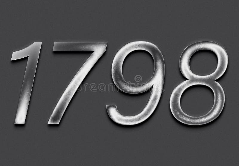Chrome Metal 3D Number Design of 1798 on Grey Background. Stock ...