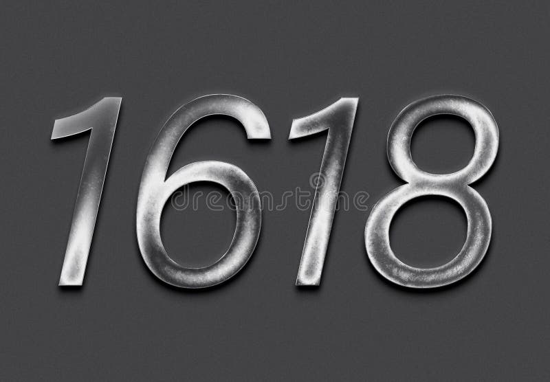 Chrome Metal 3D Number Design of 1618 on Grey Background. Stock ...