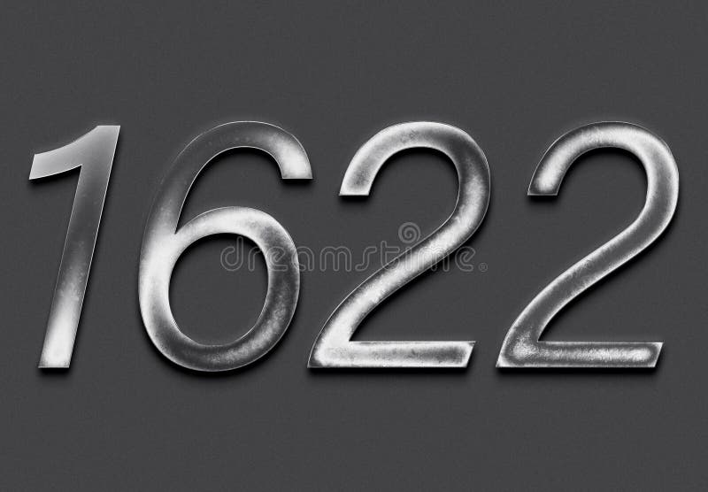 Chrome Metal 3D Number Design of 1622 on Grey Background. Stock ...