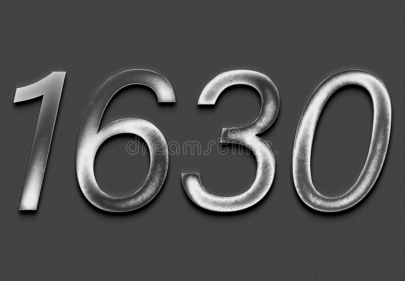 Chrome Metal 3D Number Design of 1630 on Grey Background. Stock ...